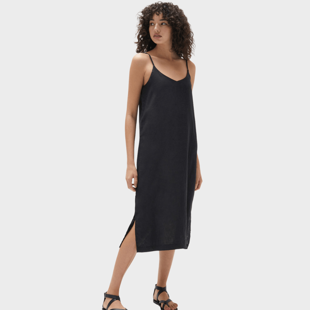 Linen Slip Dress - Black - Dresses - The Soho Movement